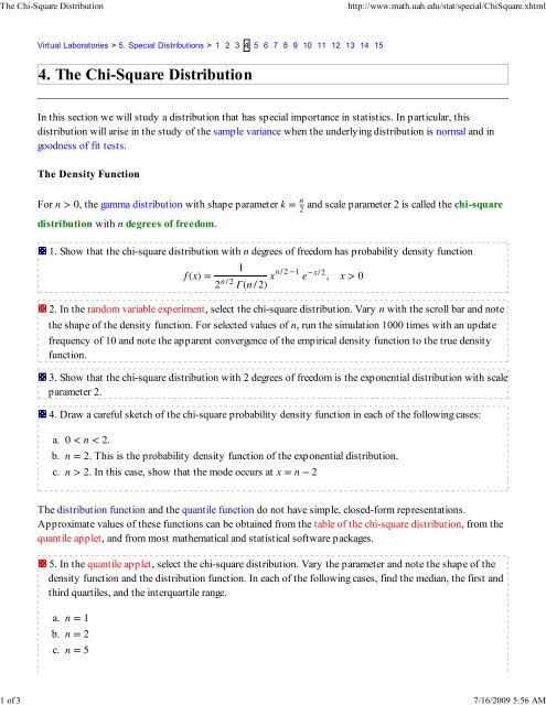 4. The Chi-Square Distribution