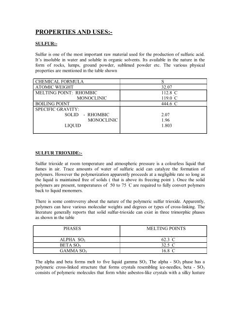 PROPERTIES AND USES:-