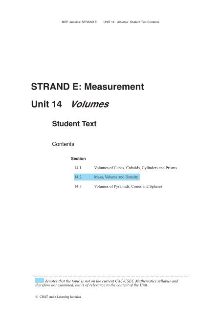 STRAND E: Measurement Unit 14 Volumes