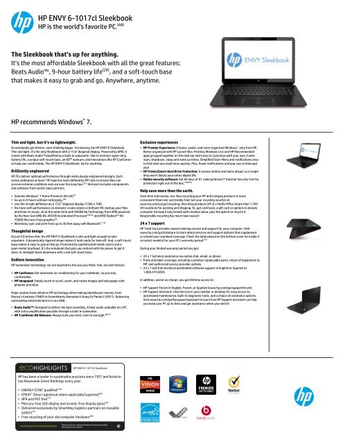 HP Pavilion Data Sheet - Walmart