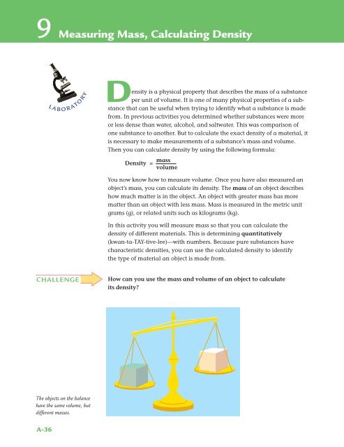 9 Measuring Mass, Calculating Density - EZWebSite 9 Measuring Mass, Calculating Density - EZWebSite