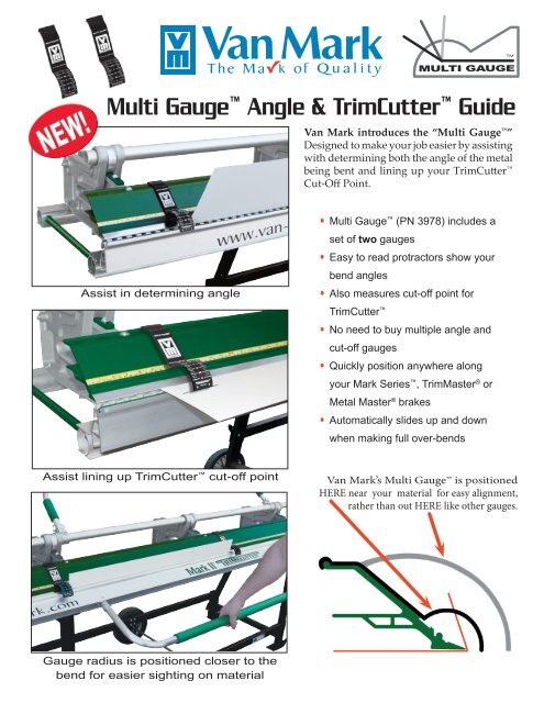 Multi Gaugeâ ¢ Angle & TrimCutterâ ¢ Guide - Van Mark Products