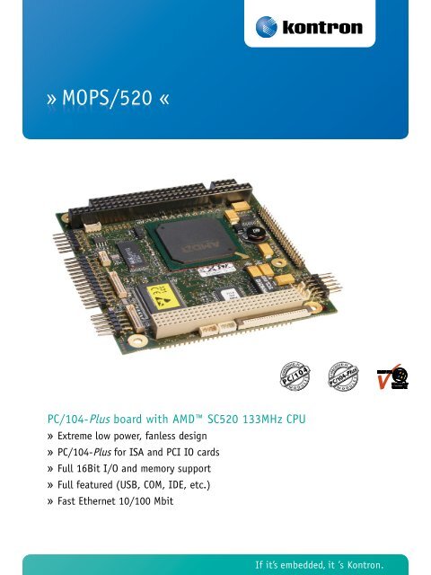 MOPS/520 PC/104-Plus board with AMDâ„¢ SC520 - ies
