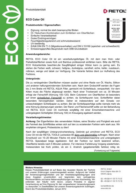 ECO Color Oil - RETOL