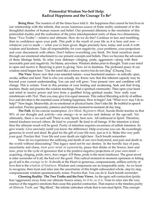 Primordial Wisdom No-Self Help: Radical ... - David Paul Boaz