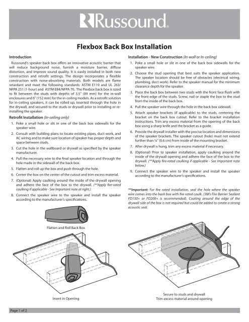 Flexbox Back Box Installation - Russound