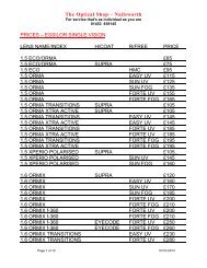 coopervision price list - the optical shop