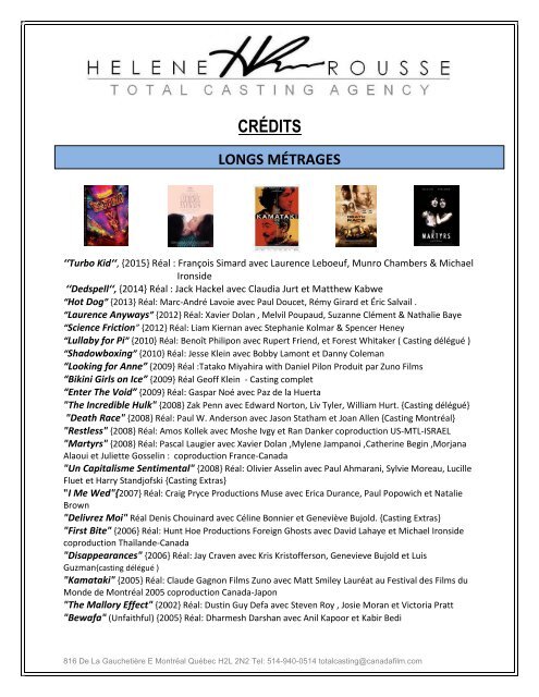 AVIS D`AUDITIONS VERSION LONGUE Avis d`auditions d