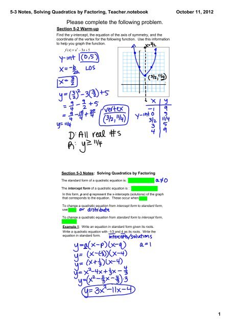 Lesson Plans Quadratic Equations Tessshebaylo