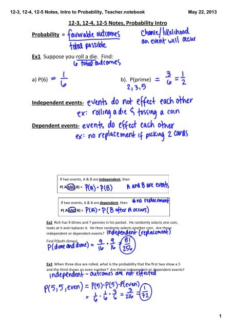 12-3, 12-4, 12-5 Notes, Intro to Probability, Teacher.notebook
