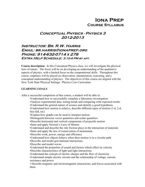 Iona Prep - Iona Physics