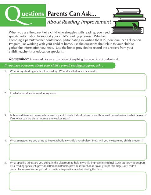 Questions Parents Can Ask About Literacy and Reading