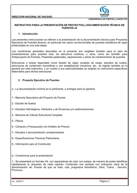 Instructivo para la presentación de Proyectos y Documentación ...