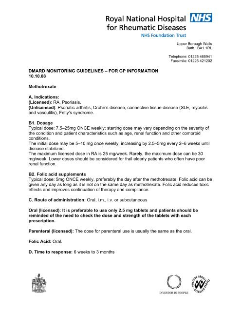 Methotrexate GP guidelines