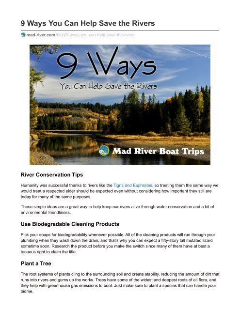 9 Ways You Can Help Save the Rivers