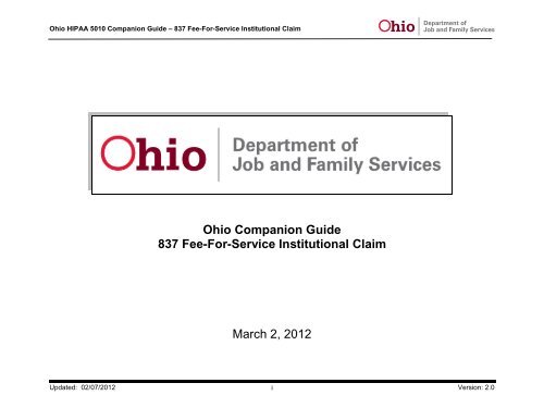 Ohio Companion Guide 837 Fee-For-Service Institutional Claim
