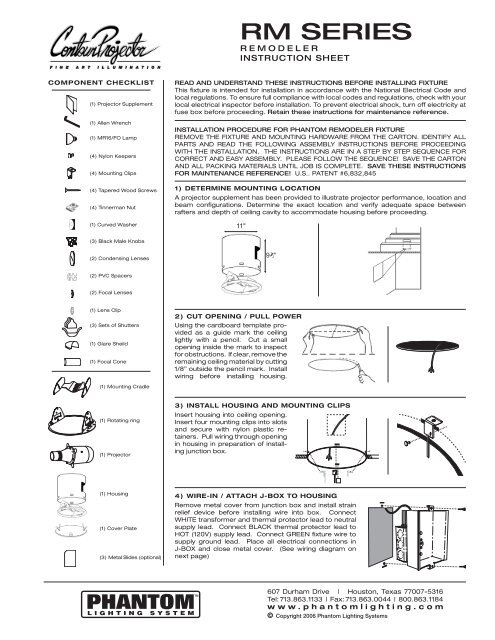 RM Installation Instructions - Phantom Lighting System