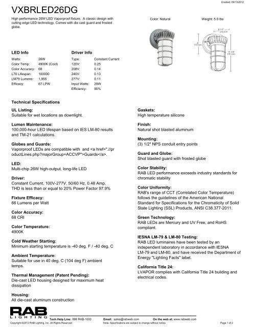 Spec Sheet - Residential Landscape Lighting