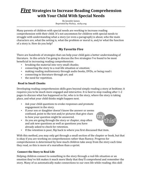 Five Strategies to Increase Reading Comprehension with Your Child ...