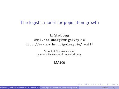 The logistic model for population growth - National University of ...