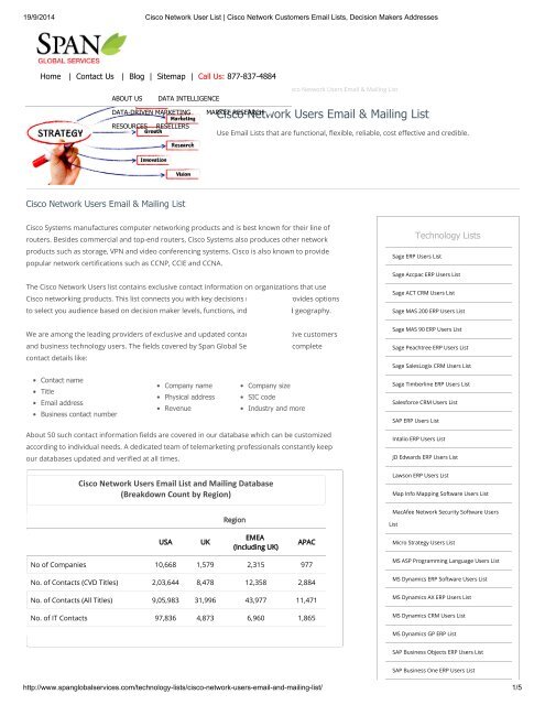 Cisco Network Users Email & Mailing List