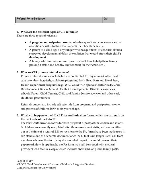Referral Form Guidance - Department for Children and Families