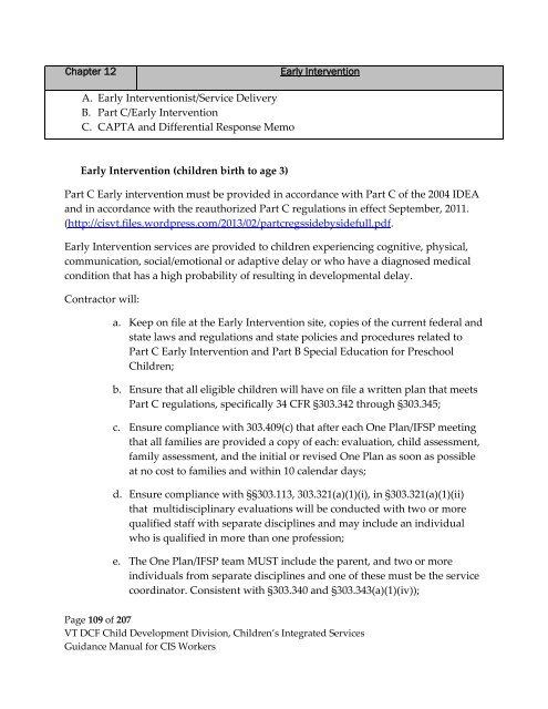 Chapter 12 Early Intervention - Department for Children and Families