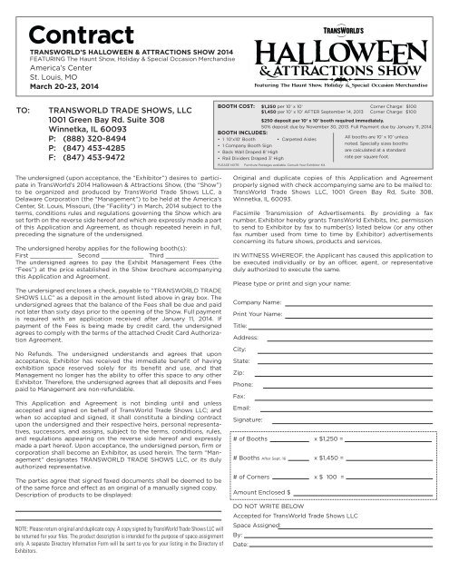2014 HAAShow Exhibitor Contract - TransWorld's Halloween ...