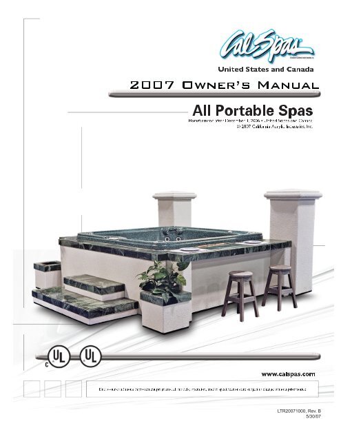 LTR20071000, Rev. B 5/30/07 - Cal Spas