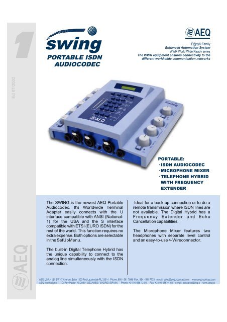 The SWING is the newest AEQ Portable ... - full service video