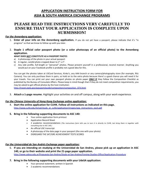 application instruction form for asia & south america exchange ...