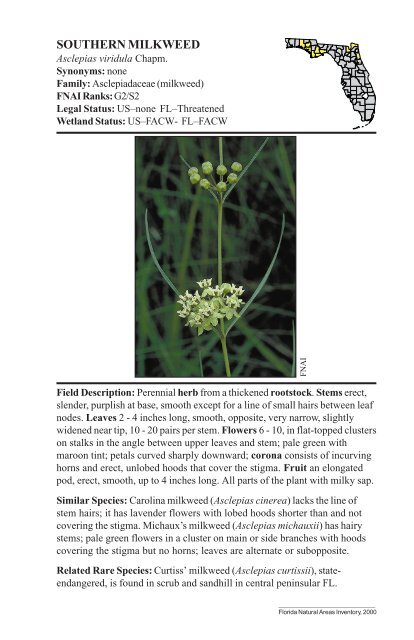 Asclepias viridula - Florida Natural Areas Inventory