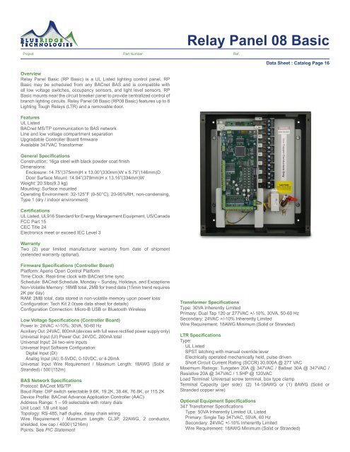 Relay Panel 08 Basic - Blue Ridge Technologies