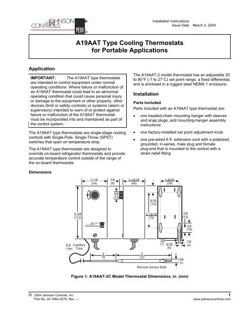 A19AAT Type Cooling Thermostats for Portable Applications ...
