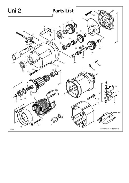 Uni 2 Parts List - Unibor