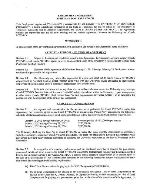 Sam Pittman contract - Ledger-Enquirer