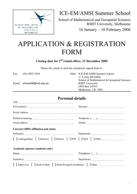 Personal details - RMIT University