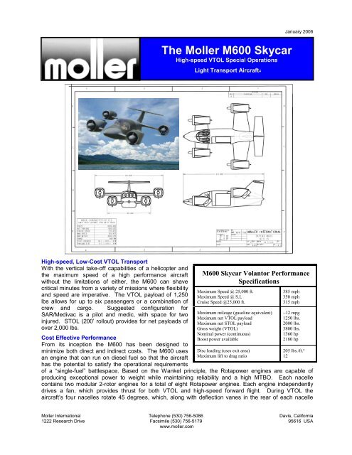 The Moller M600 Skycar - Moller International