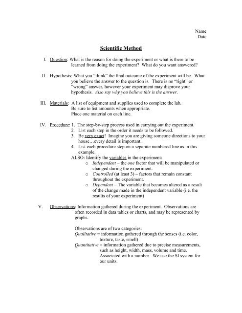 Scientific Method Report Format