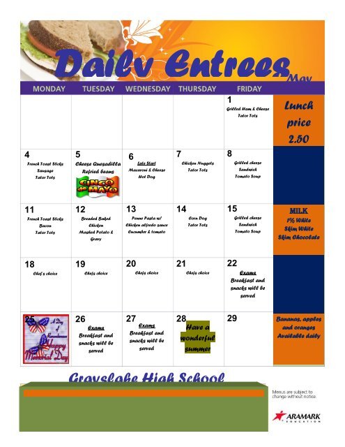 Lunch Menus - Grayslake North High School