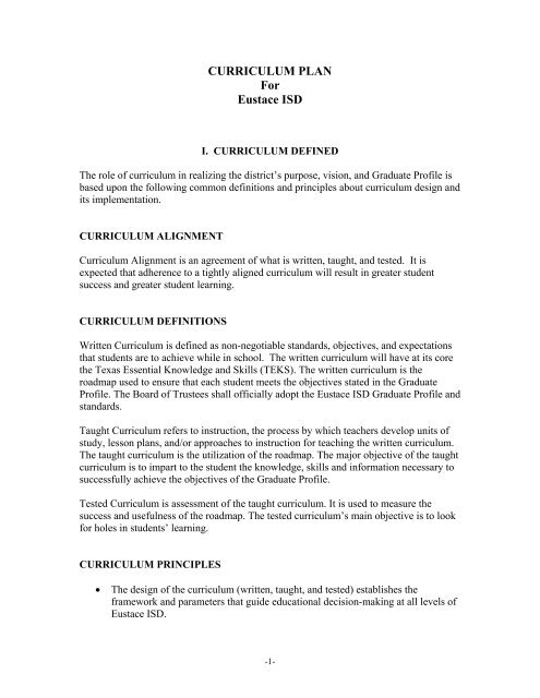 Curriculum Plan.pdf - Eustace ISD