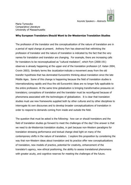 Maria Tymoczko Comparative Literature University of ... - Lugos