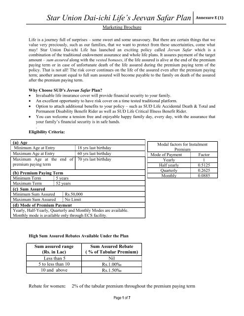 Jeevan Safar - Star Union Dai-ichi Life Insurance Co. Ltd.