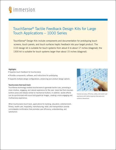 TouchSense 1000 Series - Immersion Corporation