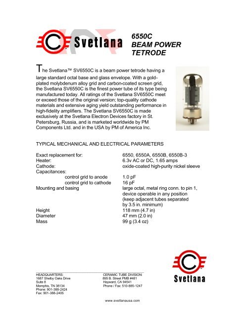 6550C BEAM POWER TETRODE - Dr. Tube