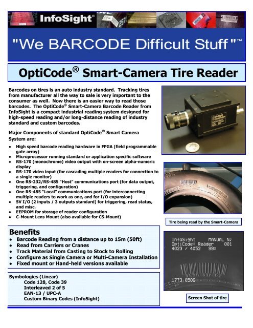 OptiCode Smart-Camera Tire Reader - InfoSight Corporation