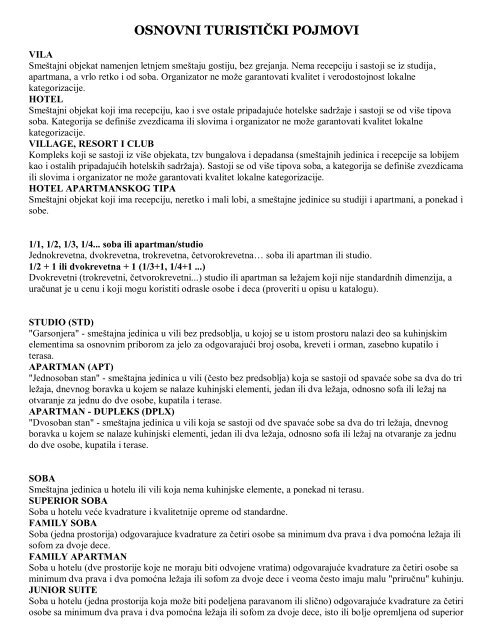 OSNOVNI TURISTIČKI POJMOVI - TIM Travel