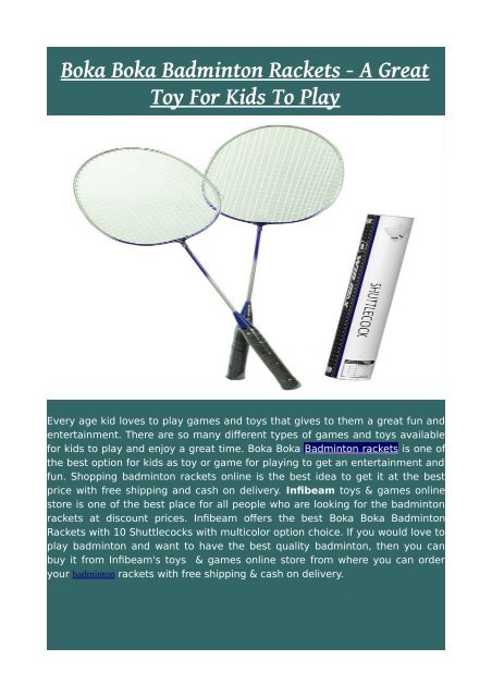 Boka Boka Badminton Rackets - A Great Toy For Kids To Play