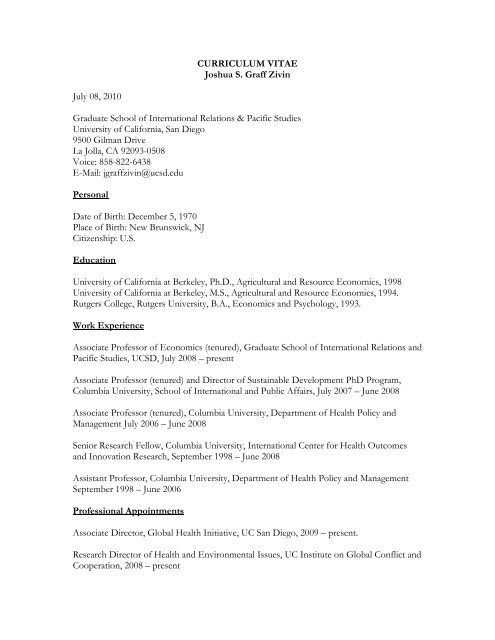 CV - CCPR Working Paper Series