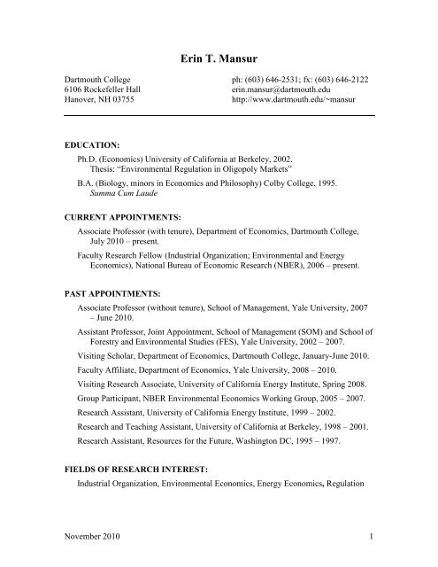 CV - CCPR Working Paper Series